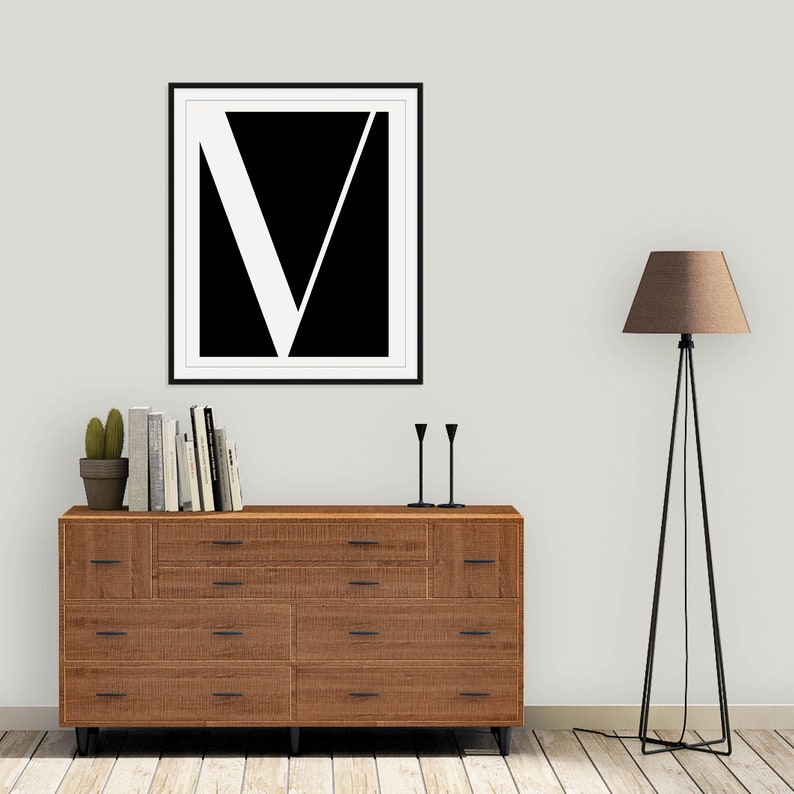 Letter V Wall Art PRINTABLE Letter V Print Minimalist | Etsy