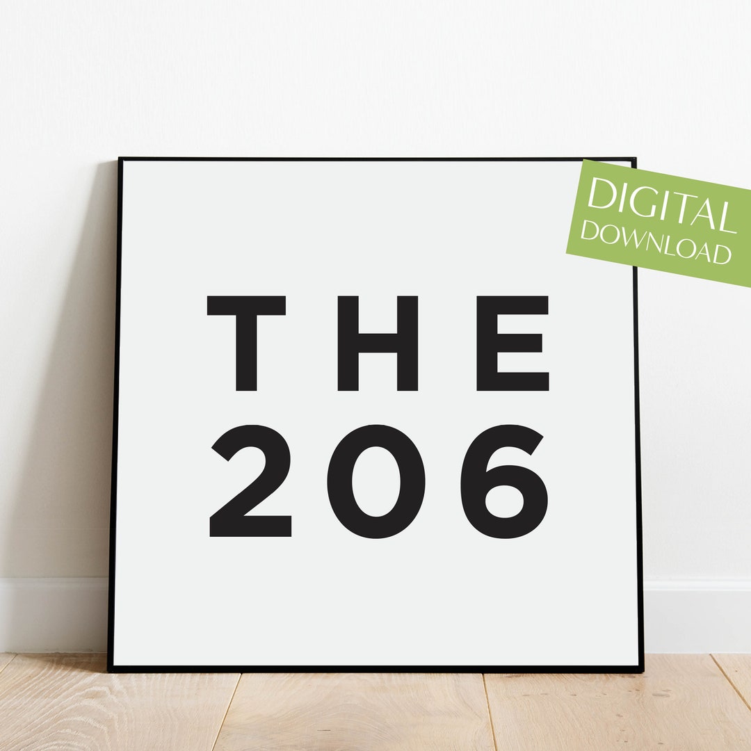 Seattle Art, PRINTABLE Area Code Art, Seattle Gifts, Digital Download ...