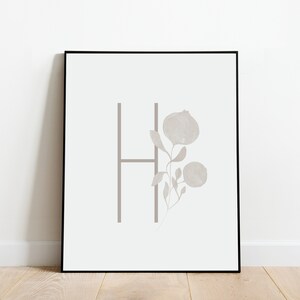 Letter H Poster, UNFRAMED Letter H Wall Decor, Boho Letter Print ...