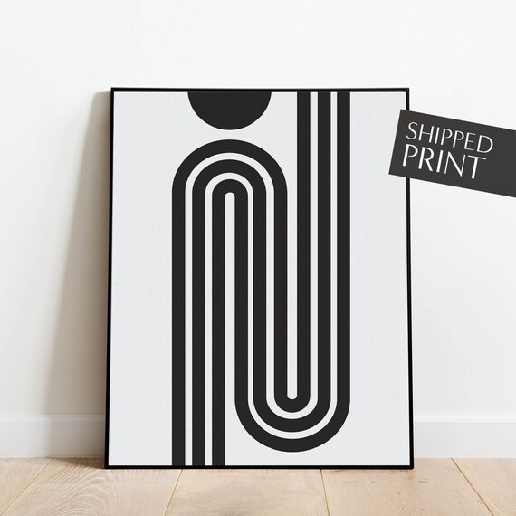 Linear Mid Century Modern Wall Decor Unframed Abstract Wall | Etsy