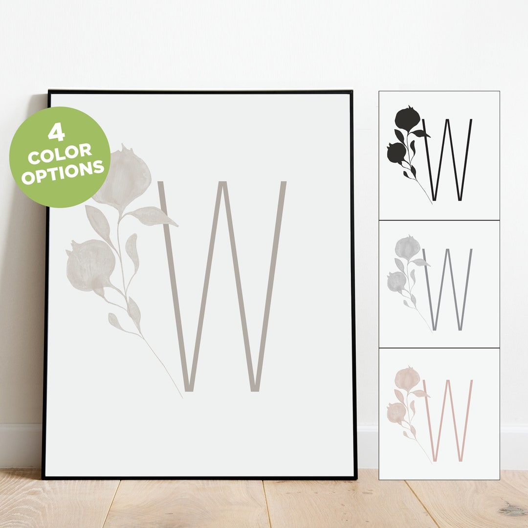 Letter W Poster, Unframed Letter W Wall Decor, Boho Letter Print ...