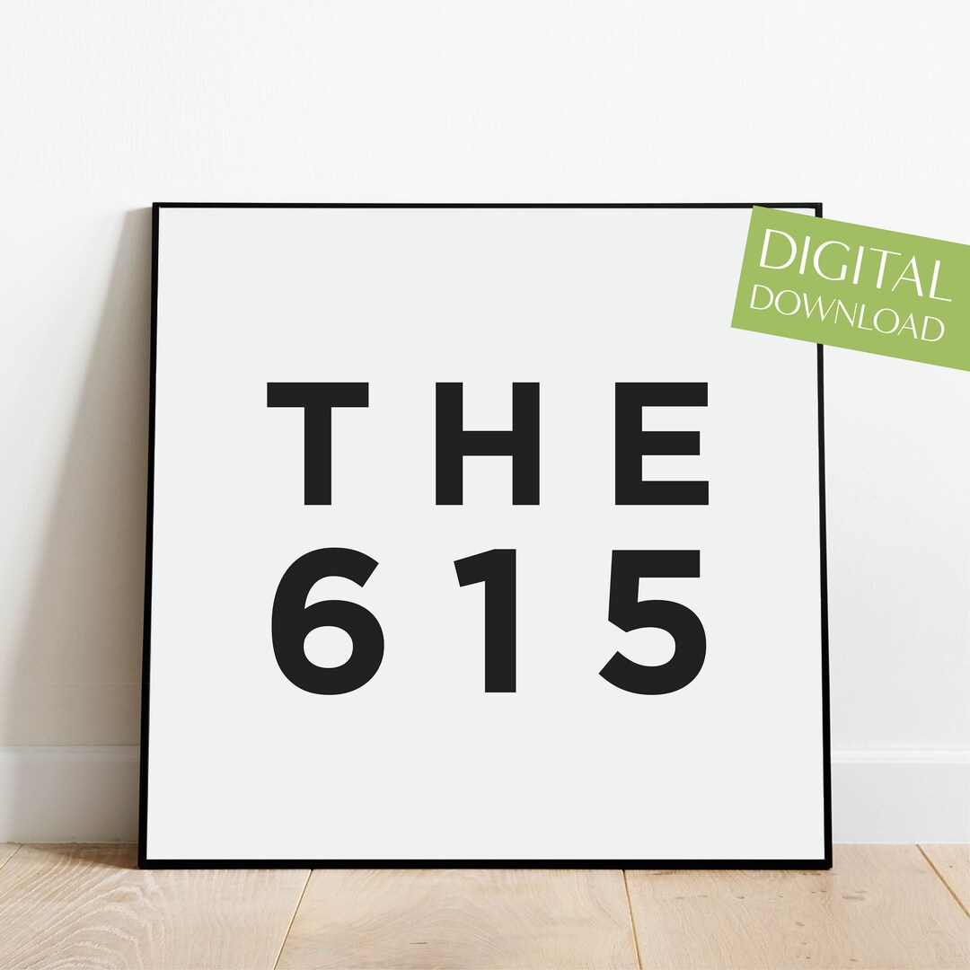 Nashville Art, PRINTABLE 615 Area Code, Digital Download, Nashville ...