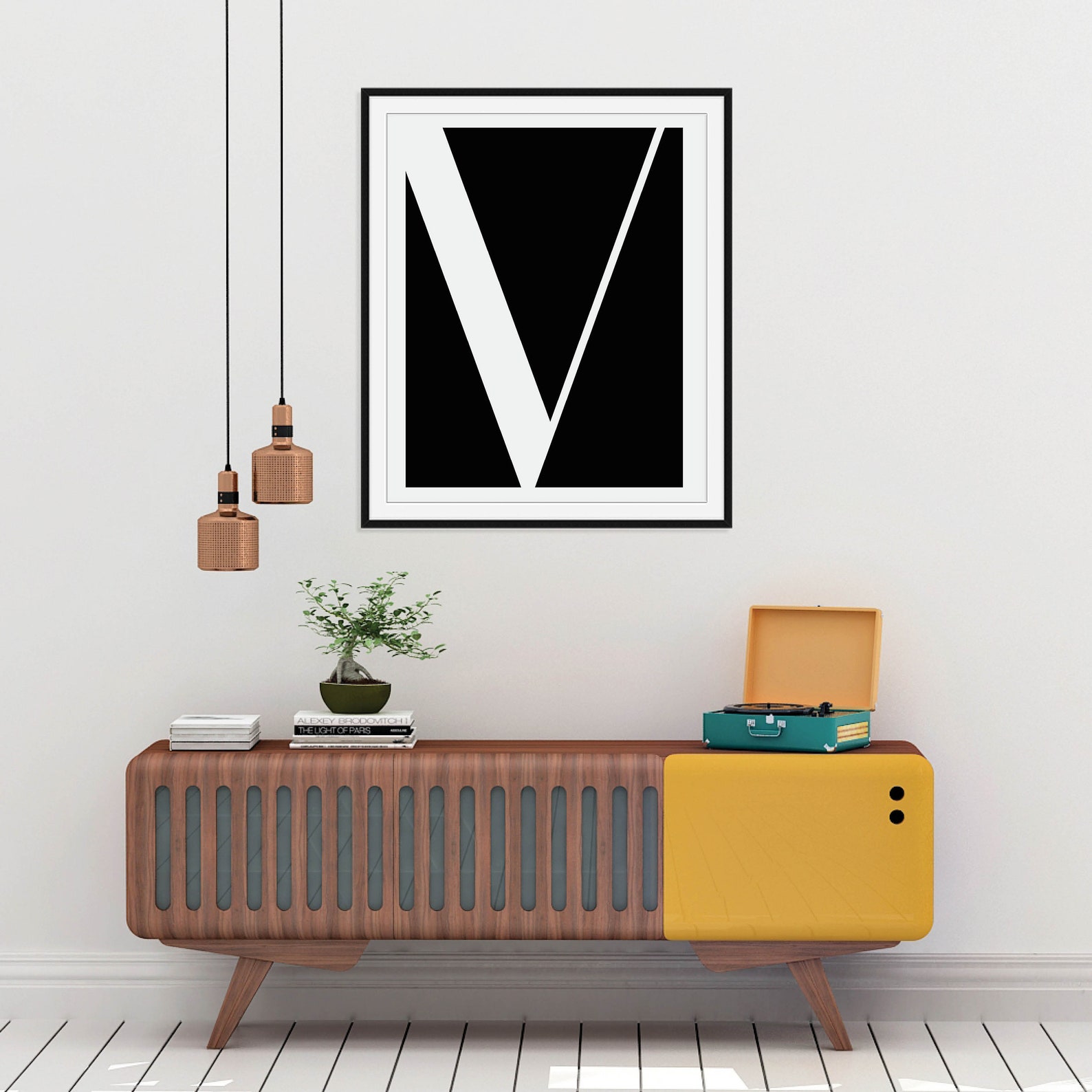 Letter V Wall Art PRINTABLE Letter V Print Minimalist | Etsy
