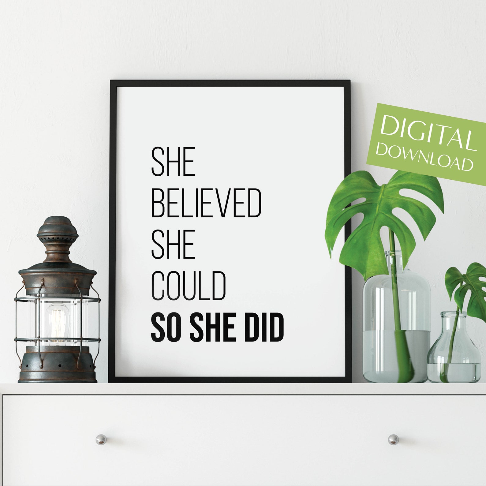 She Believed She Could so She Did Wall Art PRINTABLE Feminist - Etsy