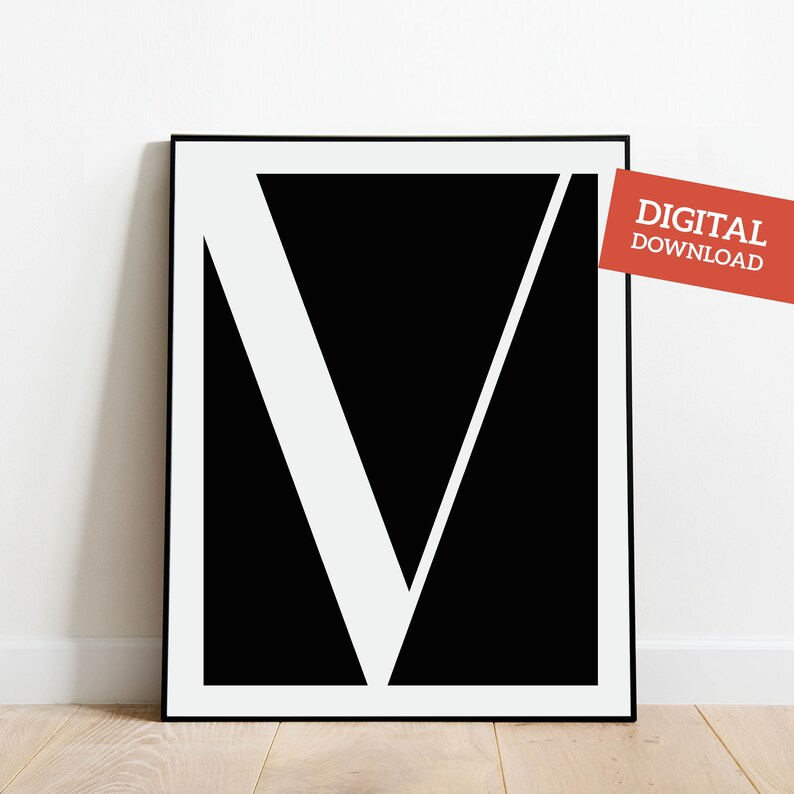 Letter V Wall Art PRINTABLE Letter V Print Minimalist | Etsy