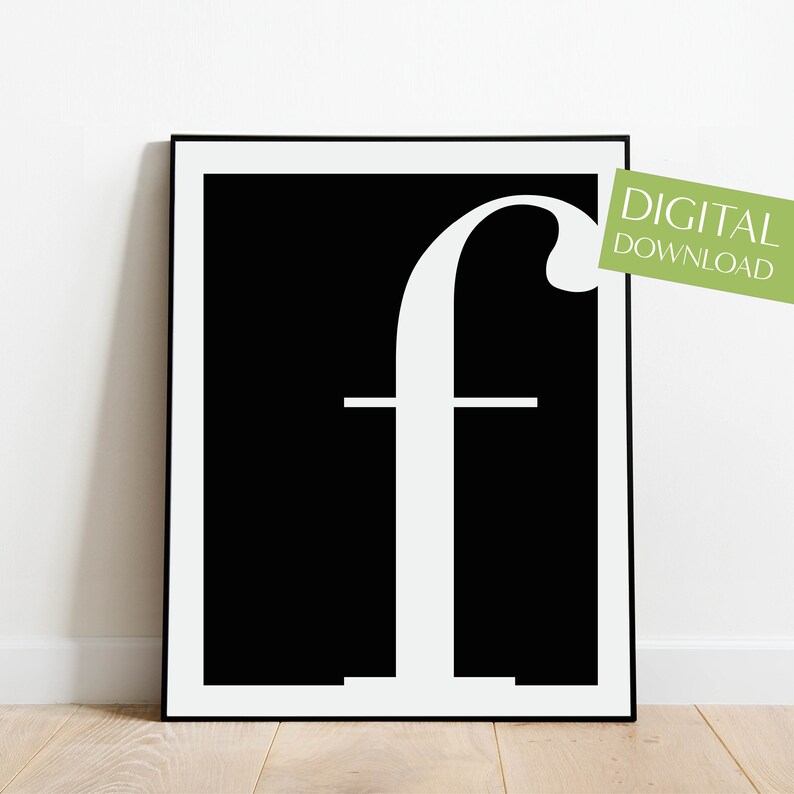 Letter F Wall Art PRINTABLE Digital Download Letter F Print - Etsy