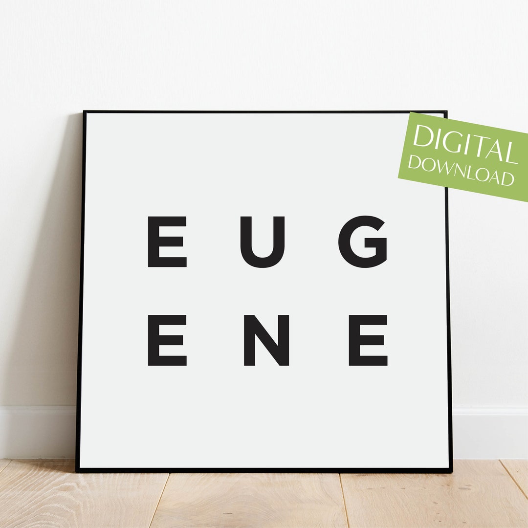 Eugene Poster, PRINTABLE Eugene Wall Art, Black and White Minimalist ...