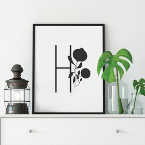 Letter H Poster, UNFRAMED Letter H Wall Decor, Boho Letter Print ...