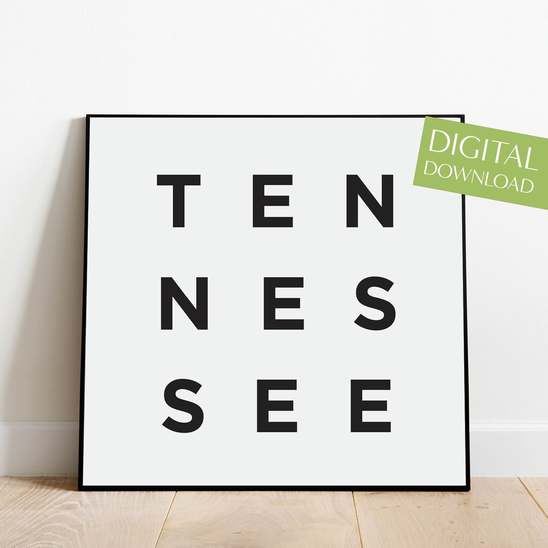 Tennessee Poster, PRINTABLE Tennessee Wall Art, Black and White ...