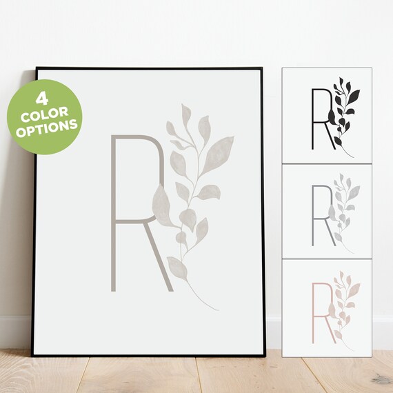 Letter R Poster Unframed Letter R Wall Decor Boho Letter | Etsy