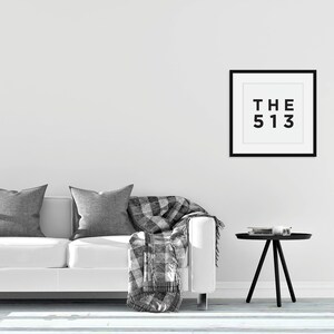 The 513, Cincinnati Area Code Poster, Minimalist City Print, Black and ...