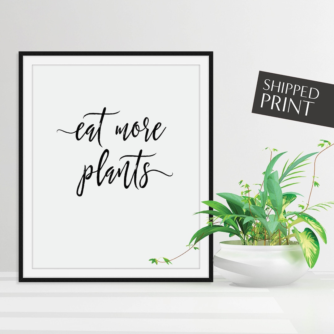 Eat More Plants, Vegan Poster, Plant-based Kitchen Wall Decor, Vegan ...