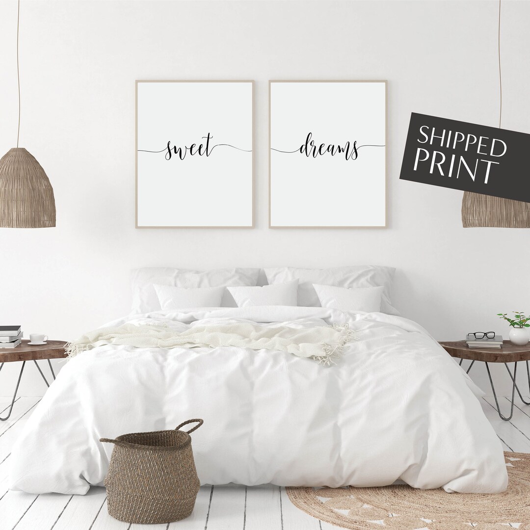 Sweet Dreams Print, Bedroom Wall Decor, Bedroom Wall Art, Set of 2 ...