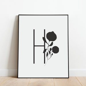 Letter H Poster, UNFRAMED Letter H Wall Decor, Boho Letter Print ...