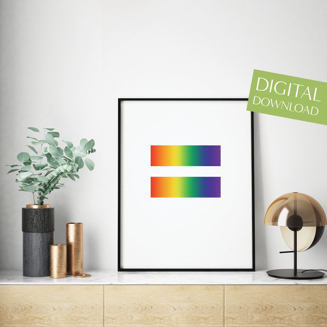 LGBTQ Art, PRINTABLE Rainbow Equality Poster, Digital Download, Love is ...