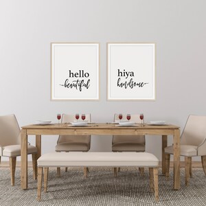 Hello Beautiful Hiya Handsome, PRINTABLE Wall Art Set of 2 Prints for ...