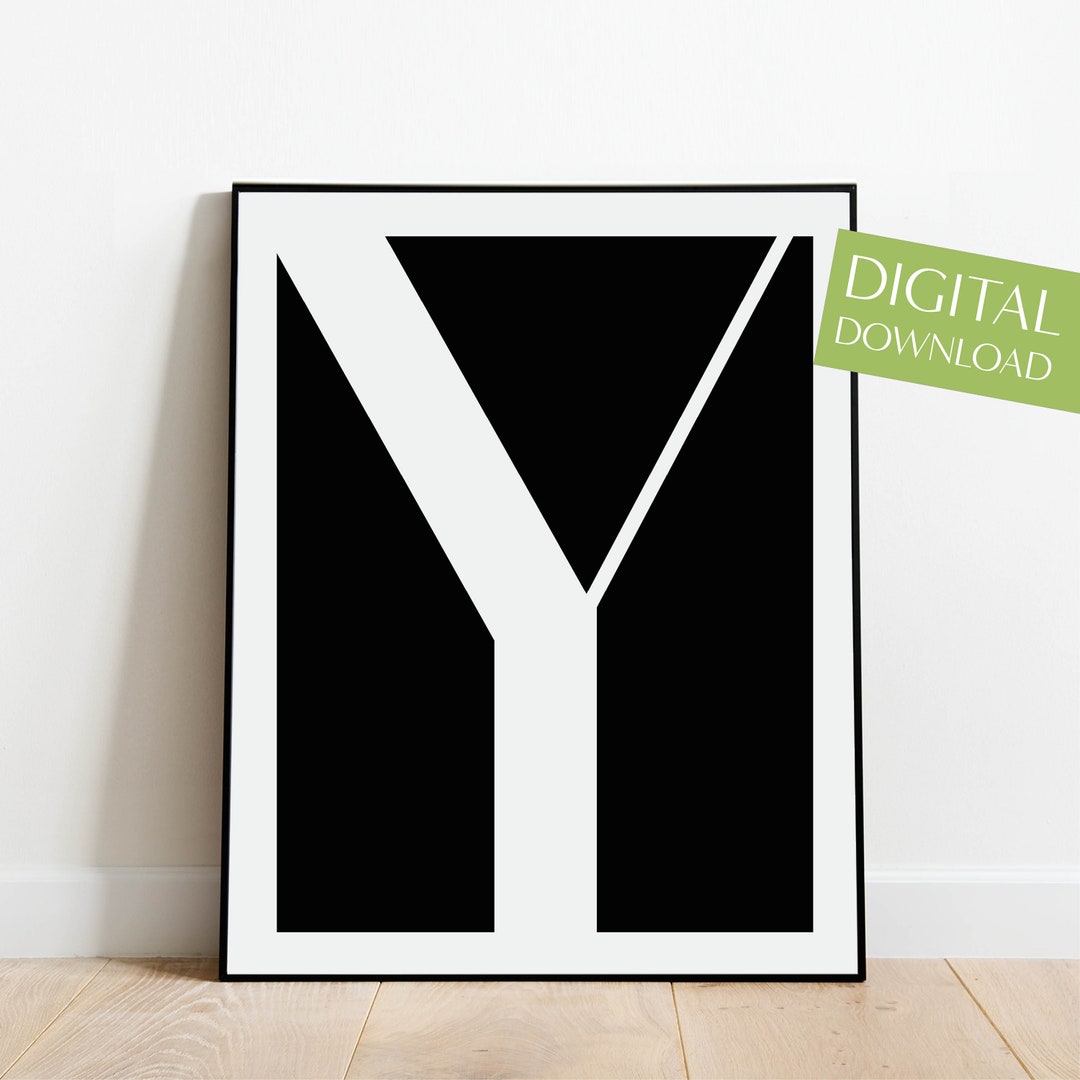 Letter Y Wall Art, PRINTABLE Letter Y Print, Minimalist Poster, Letter ...