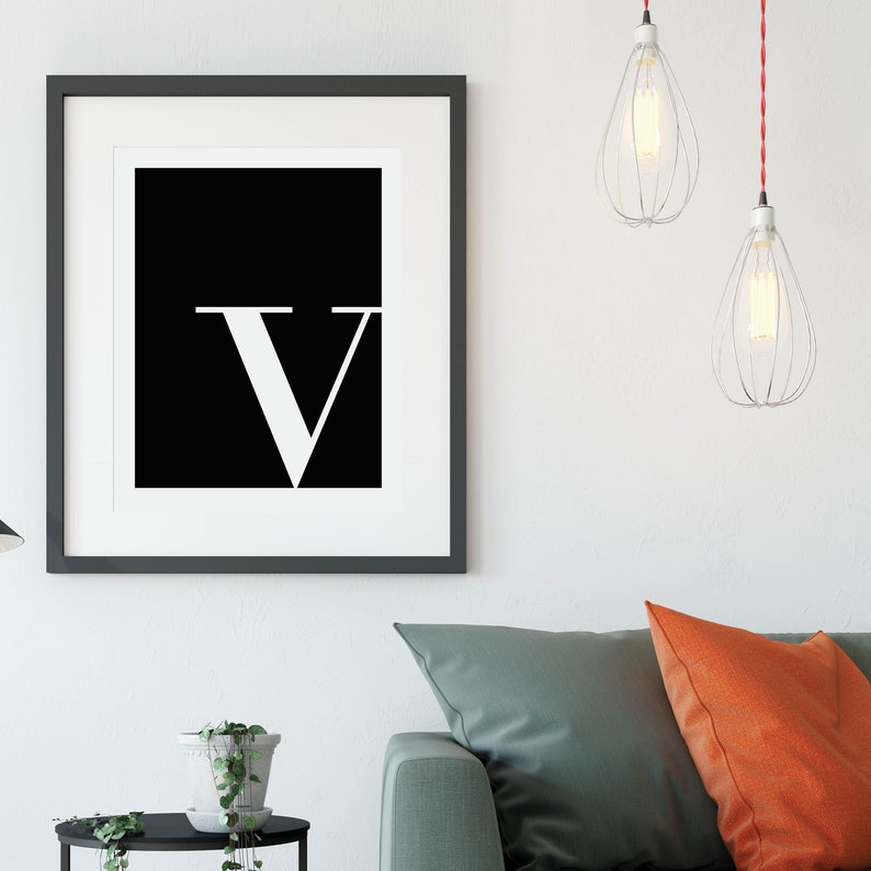 Letter V Poster PRINTABLE Letter V Print Digital Download | Etsy