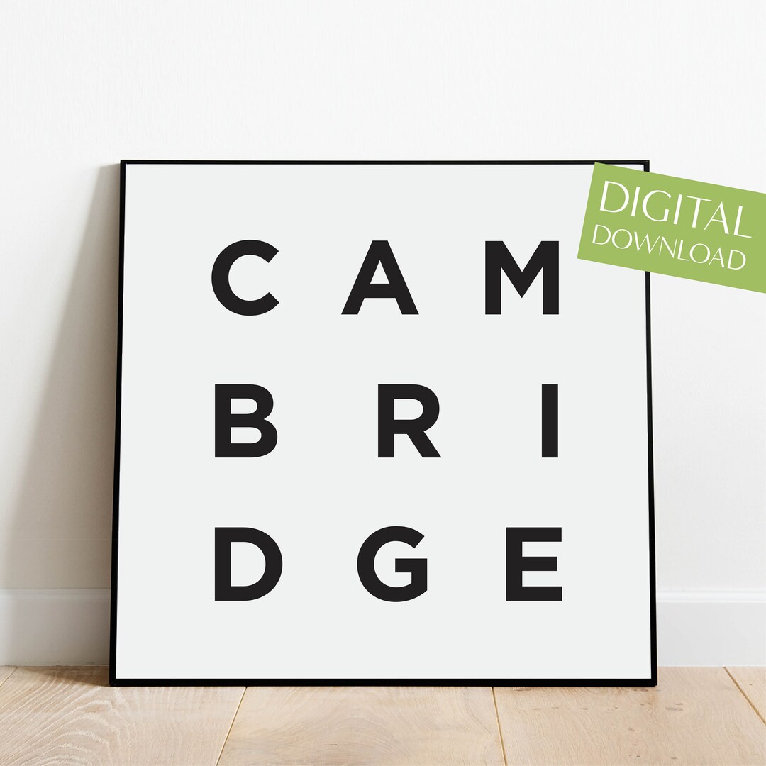 Cambridge Poster PRINTABLE Cambridge Wall Art Black and - Etsy