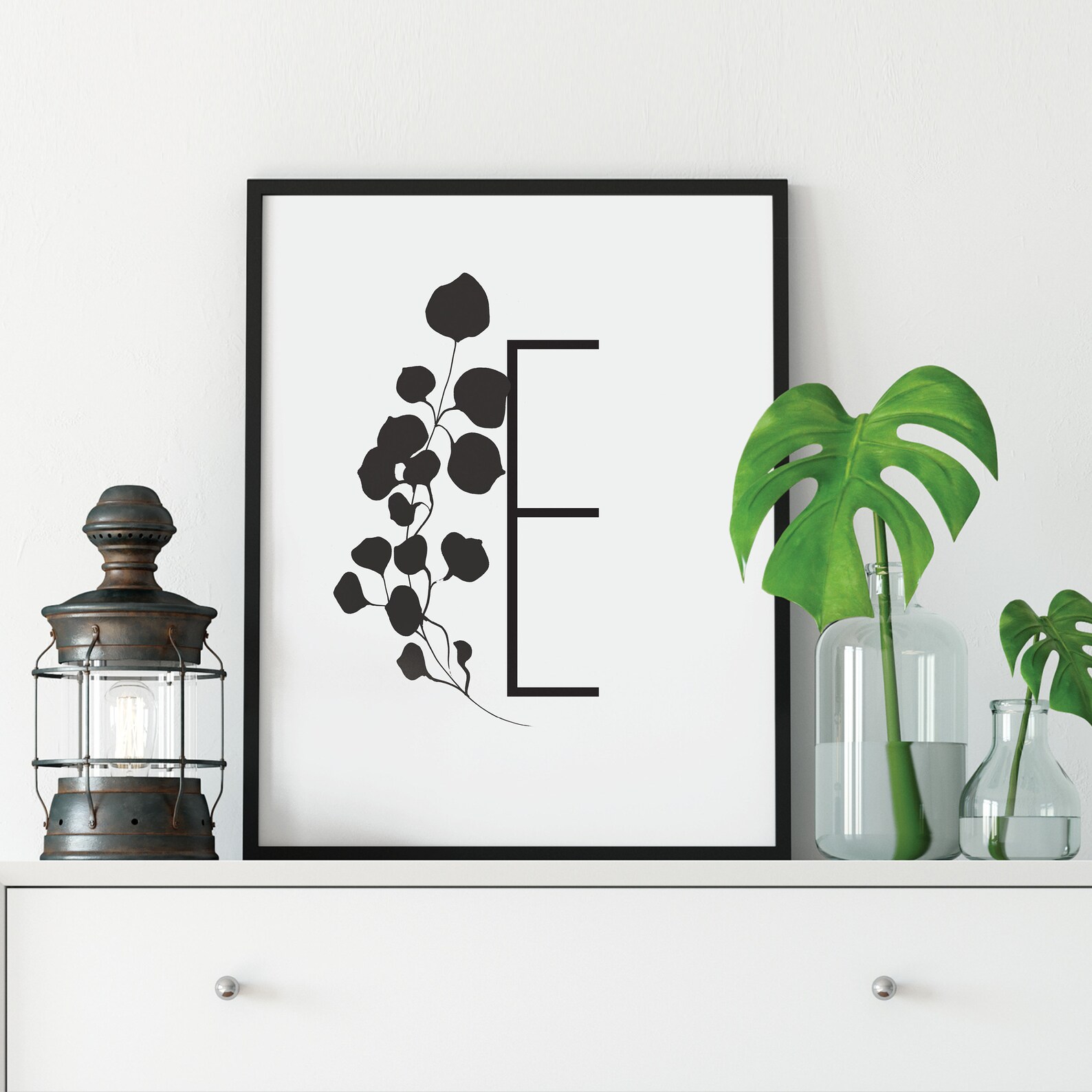 Letter E Poster UNFRAMED Letter E Wall Decor Boho Letter | Etsy