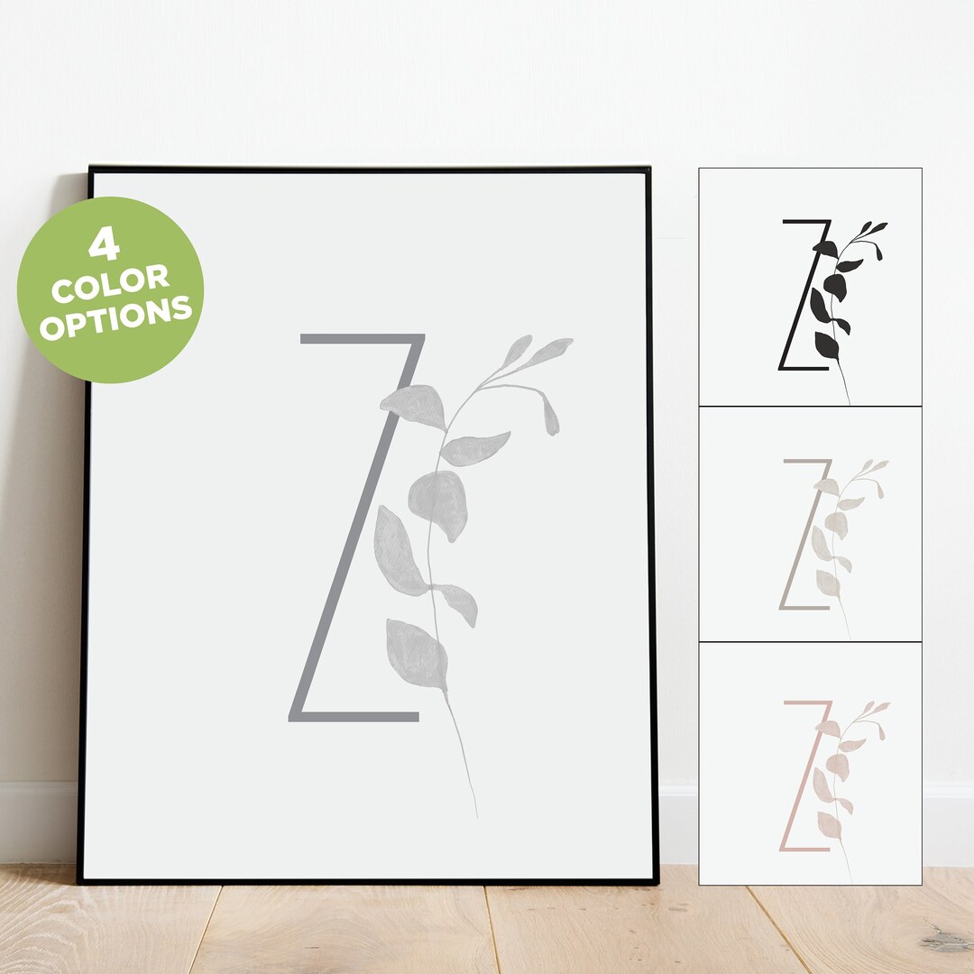 Letter Z Print: Botanical Boho Initial Wall Decor (UNFRAMED) - Etsy