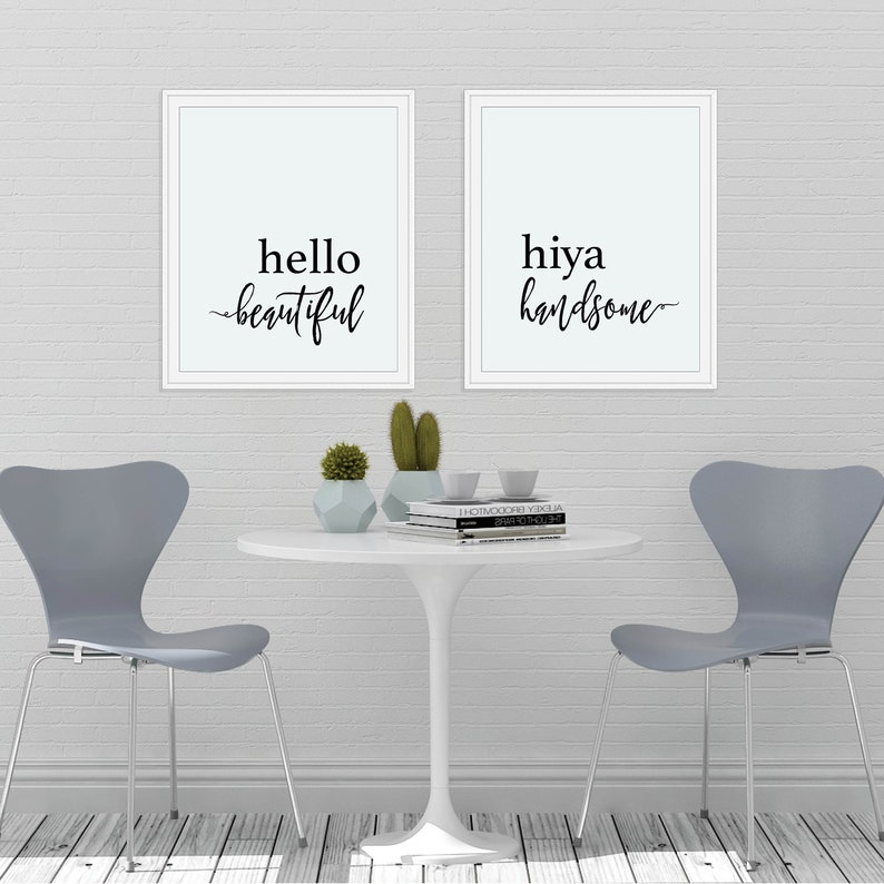 Hello Beautiful Hiya Handsome PRINTABLE Wall Art Set of 2 - Etsy