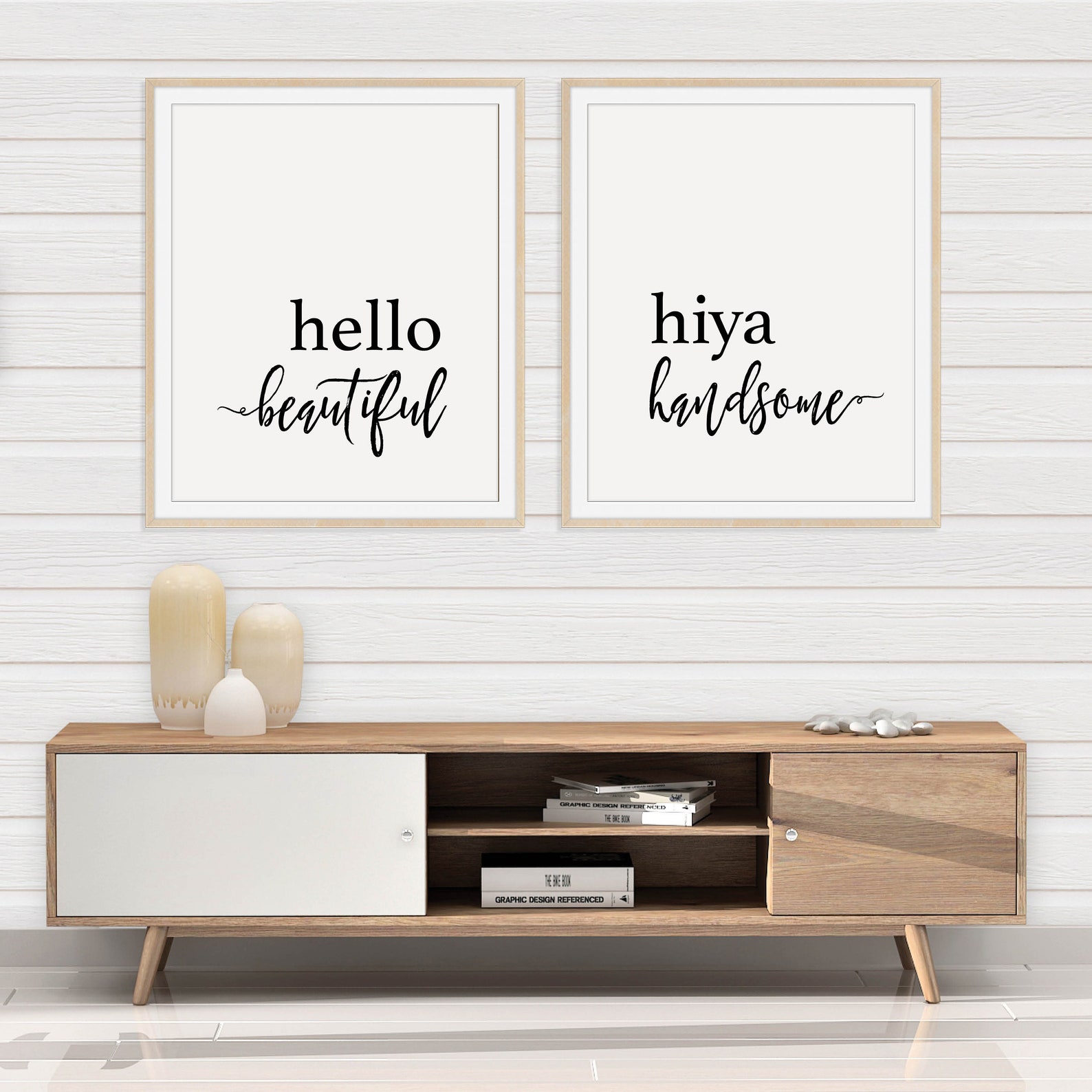 Hello Beautiful Hiya Handsome PRINTABLE Wall Art Set of 2 - Etsy