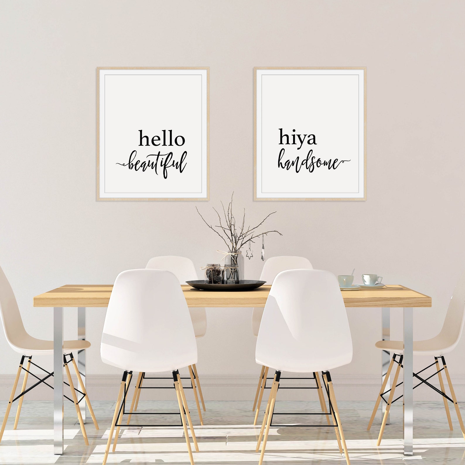 Hello Beautiful Hiya Handsome PRINTABLE Wall Art Set of 2 - Etsy