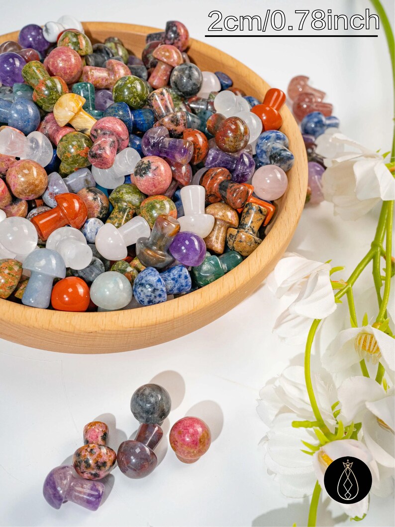 Mini Crystal Mushroom Carvings, Assorted Polished Natural Gemstone ...