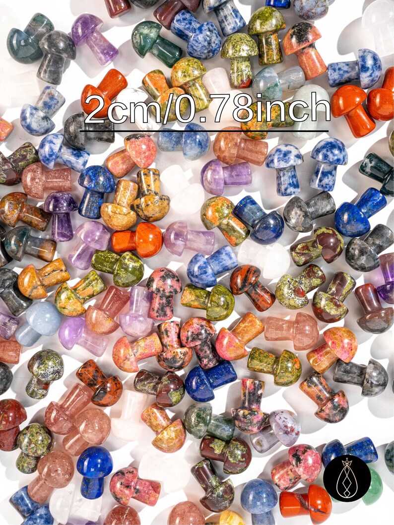 Mini Crystal Mushroom Carvings, Assorted Polished Natural Gemstone ...