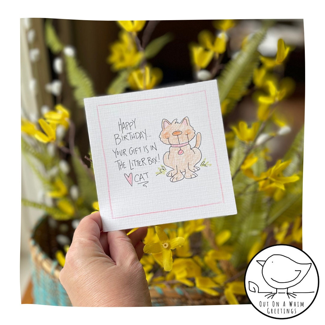 Litter Box Birthday Greeting Card - Etsy