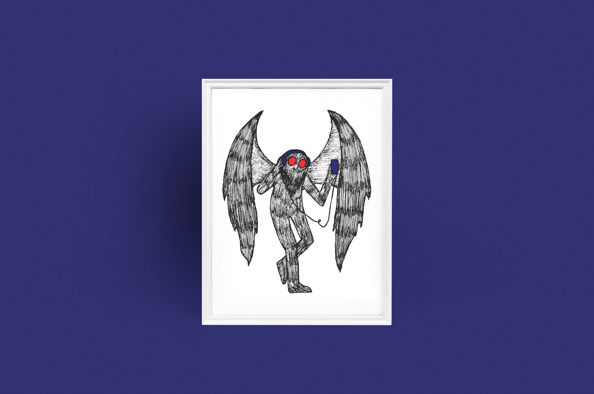 Funny Mothman Poster Mothman Mothman Wearing Headphones - Etsy UK