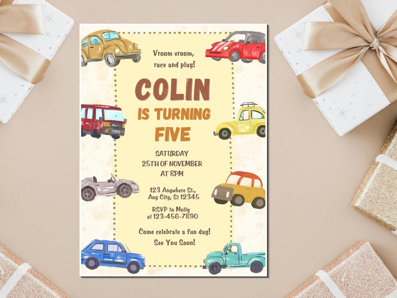 Cars Birthday Invitation, Hot Wheels Party Template (digital Download ...