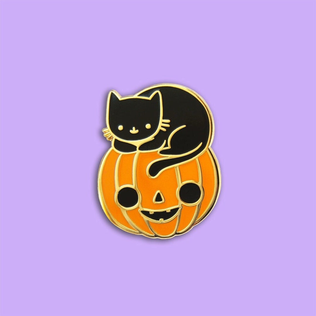 Pumpkin Kitten Pin - Etsy