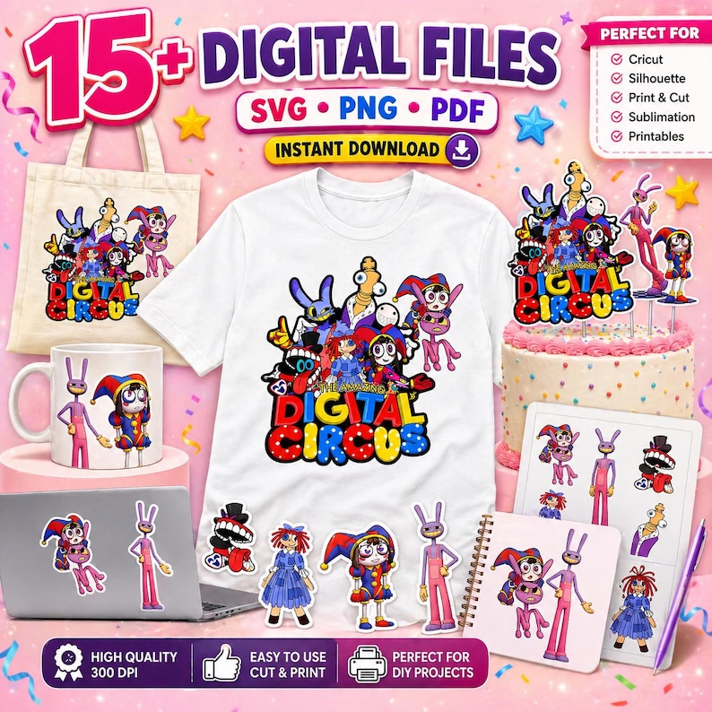 The Amazing Digital Circus Bundle | 20 Character Designs | Png Pdf ...