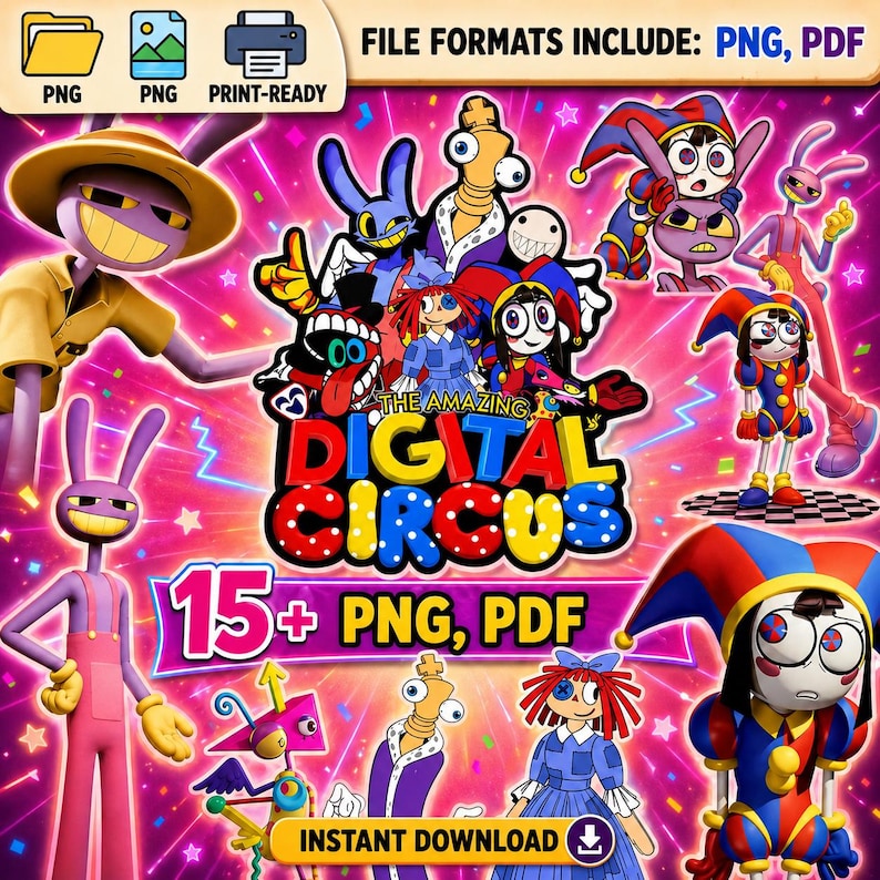 The Amazing Digital Circus Bundle | 20 Character Designs | Png Pdf ...