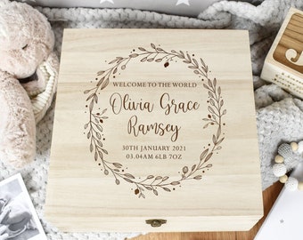 Baby Keepsake Box, Personalized Baby Box, New Born Baby Gift, Engraved ...