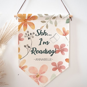 Personalised Reading Gift, Reading Corner Flag, Reading Lover Wall Art ...