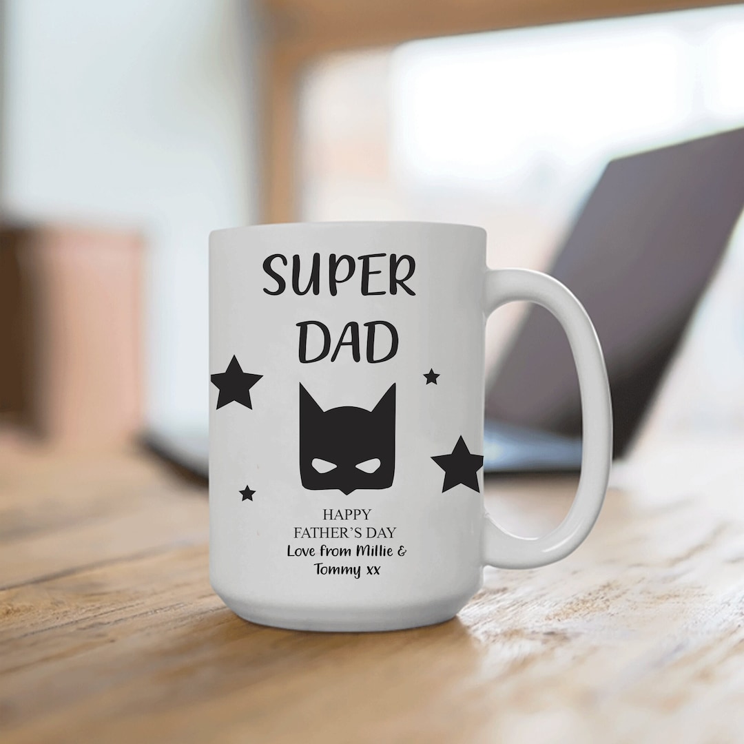 Personalised Super Dad Large Mug, Superhero Mega Mug, Father's Day Mug ...