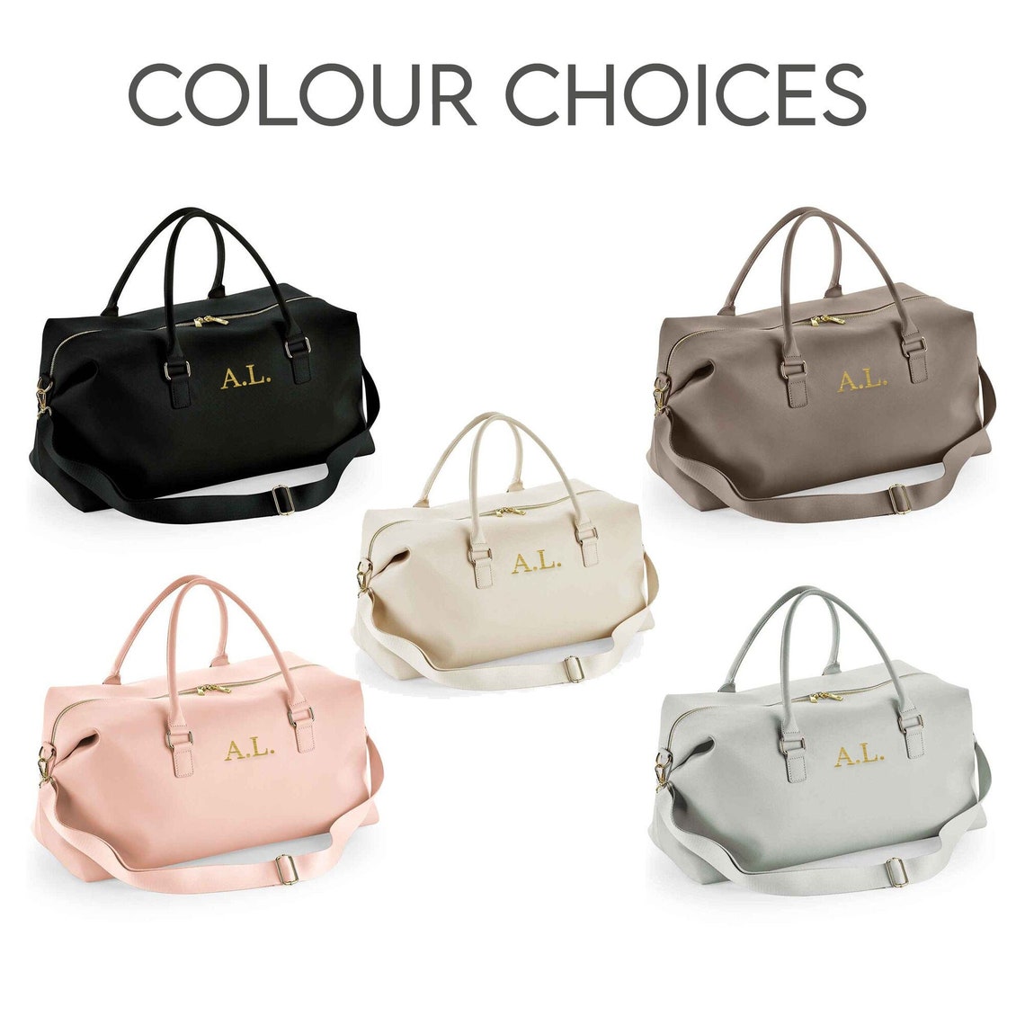 Personalised Initials Monogram Weekend Holdall Bag With Strap, Large ...