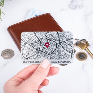 Where We Met Wallet Card, Personalised Couple's Map, Valentine's Gift ...