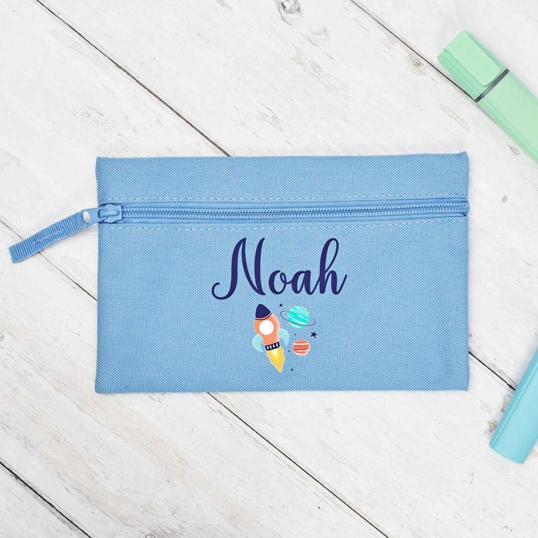 Personalised Rocket Pencil Case, Blue School Pencil Case, Personalised ...