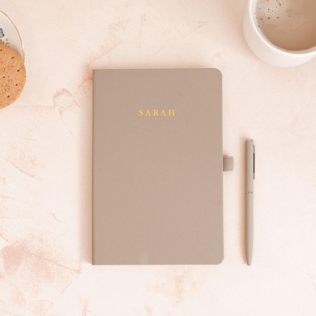 Personalised Journal, Initial Notebook, Grey Notebook, A5 Notebook ...