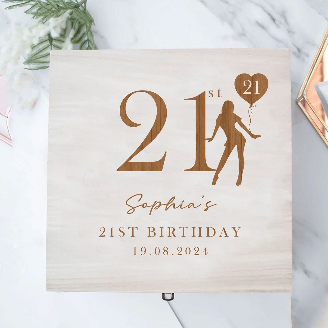 Personalised Engraved Wooden 21st Birthday Box, 21st Gift Box, Engraved ...