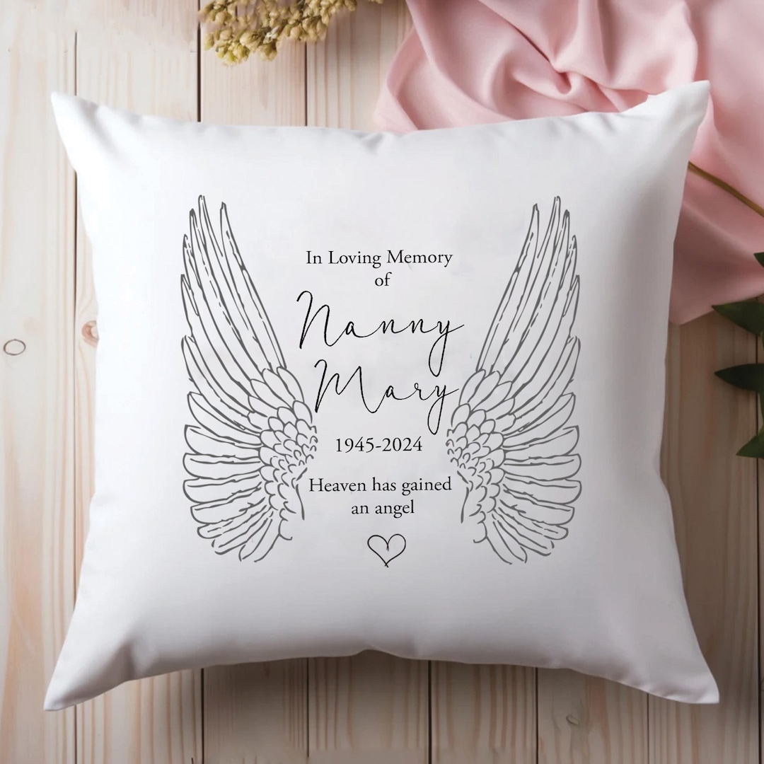 Personalised Lost Love One Cushion, Angel Wings Memorial Cushion ...