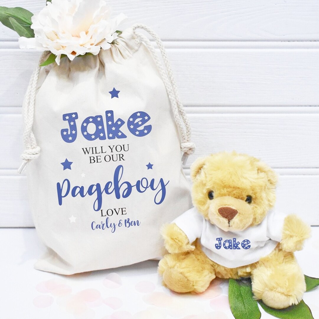 Personalised Page Boy Gift Set, Page Boy Gift Set, Teddy in Bag ...