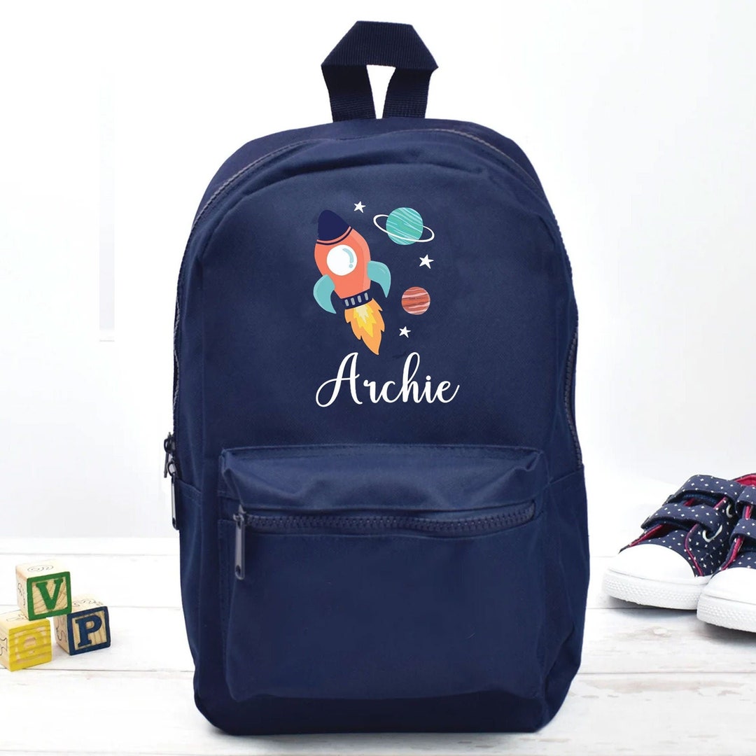 Personalised Rocket Backpack, Rocket School Bag, Kids Space Rucksack ...
