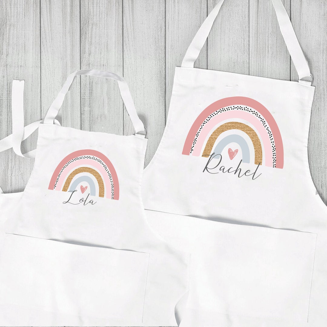 Personalised Rainbow Aprons. Mother Daughter Rainbow Apron, Matching ...