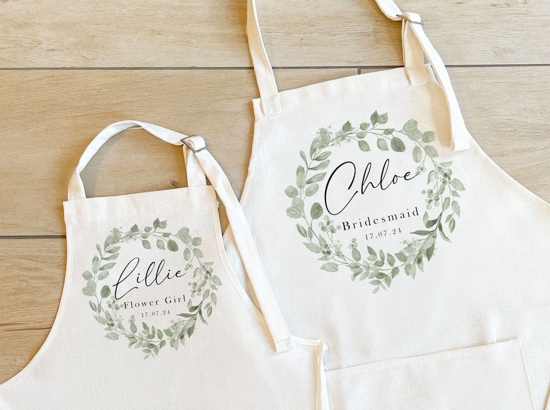 Personalised Flower Girl Apron, Wedding Bridesmaid Apron, Flower Girl ...