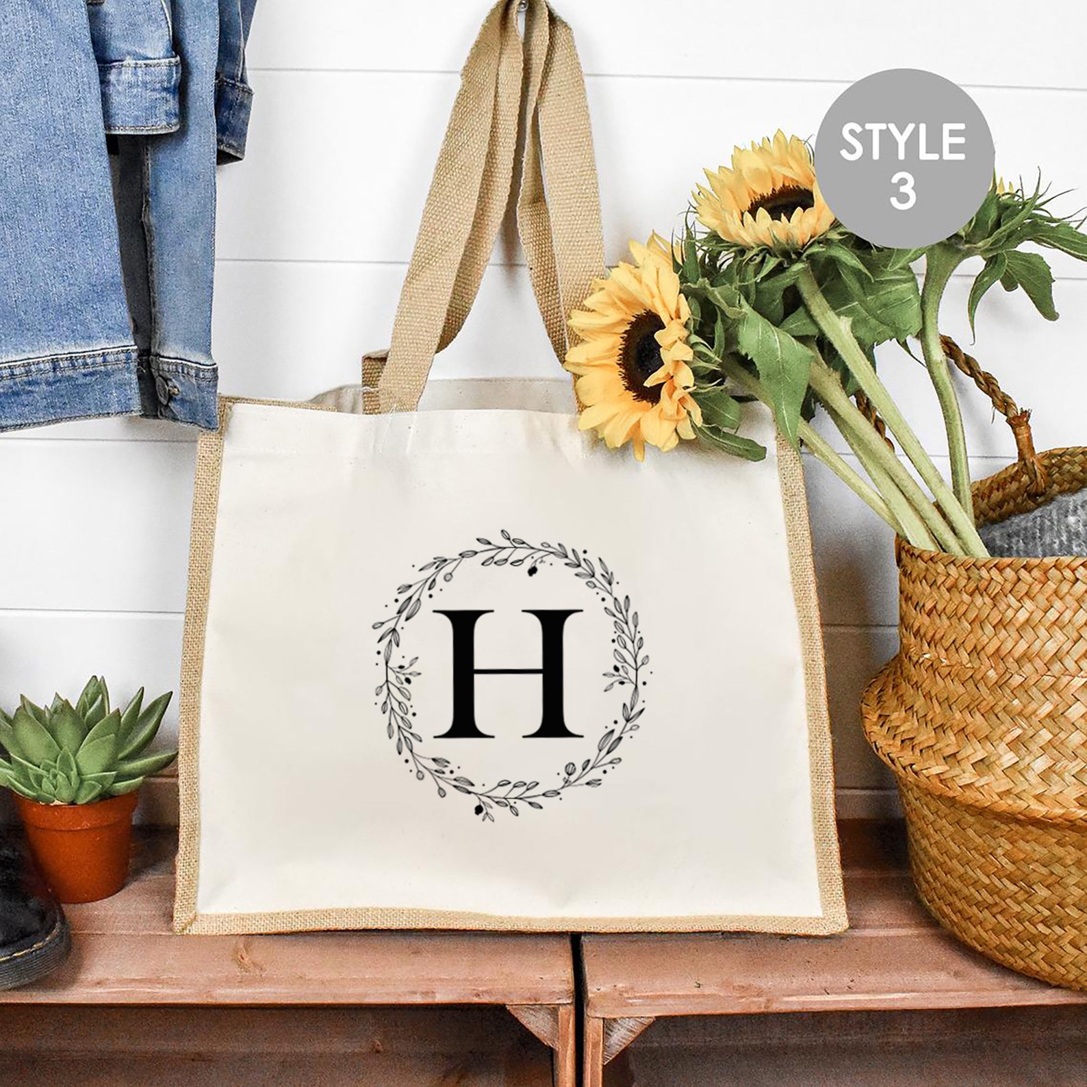 Personalised Large Tote Bag Initial Tote Bag Uni Bag | Etsy